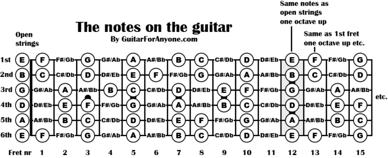 notes on the guitar - Elmore Music